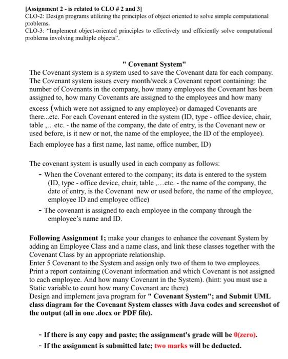 Solved The Covenant system is a system used to save the | Chegg.com