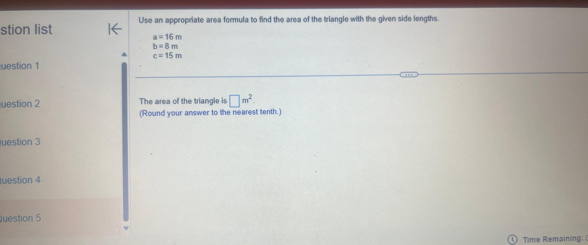 Solved stion listKuestion 1uestion 2Use an appropriate area | Chegg.com