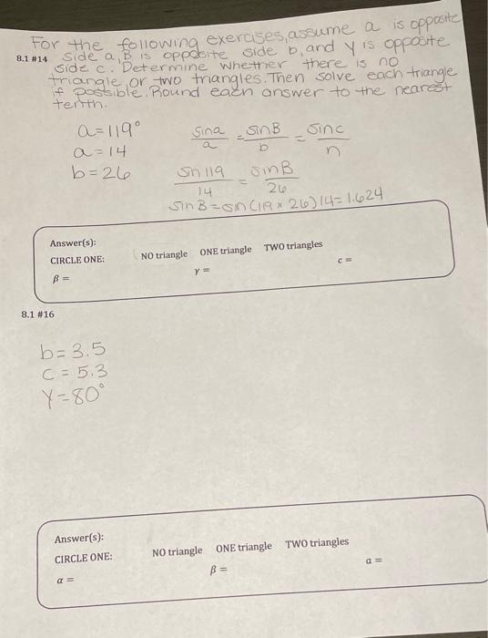 Solved For the following exercises, assume a is opposite | Chegg.com