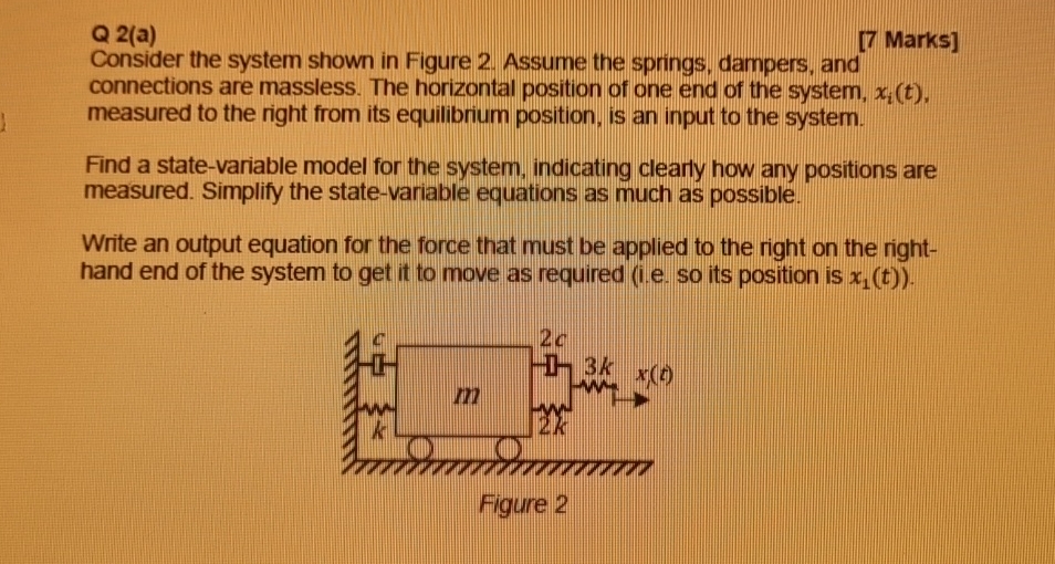Solved Q 2(a)[7 ﻿Marks]Consider the system shown in Figure | Chegg.com