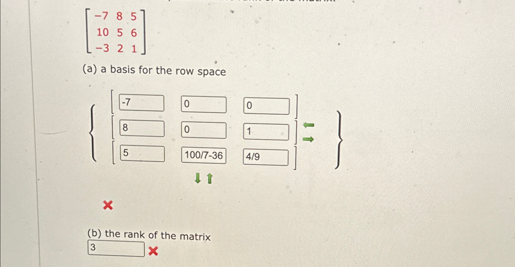 Solved [-7851056-321](a) ﻿a basis for the row space(b) ﻿the | Chegg.com