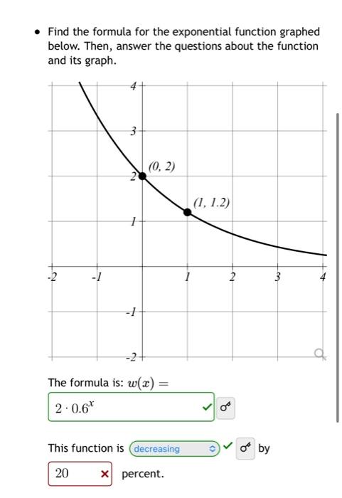 Solved - Find the formula for the exponential function | Chegg.com