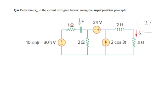 Solved Q. 6 ﻿Determine io ﻿in the circuit of Figure below, | Chegg.com