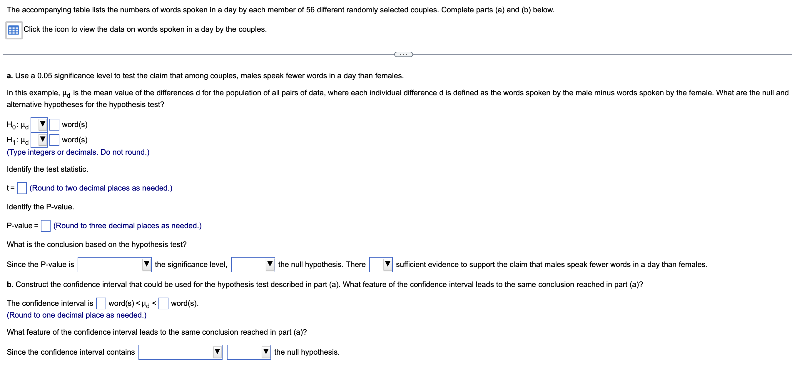 Solved The accompanying table lists the numbers of words | Chegg.com