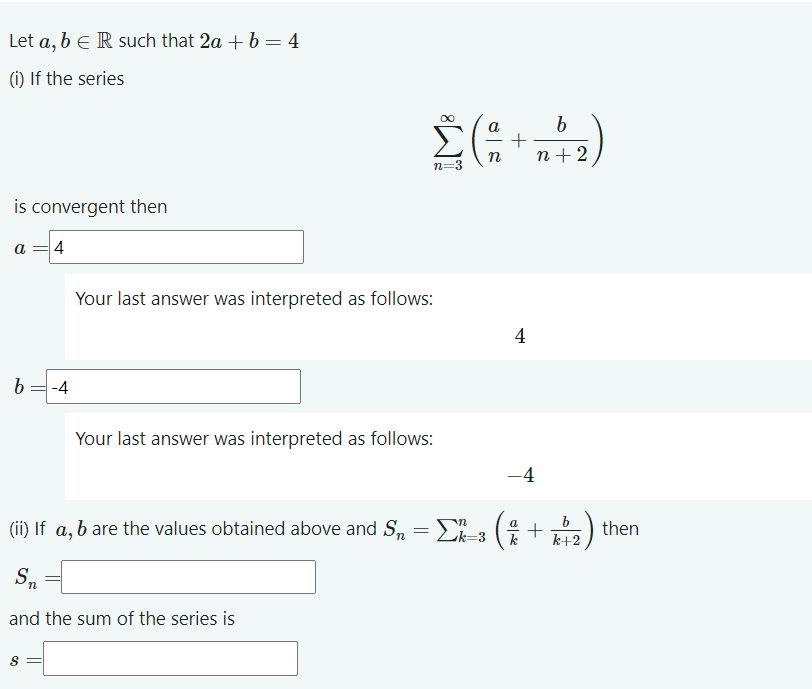 Solved Let a,binR such that 2a+b=4(i) ﻿If the | Chegg.com