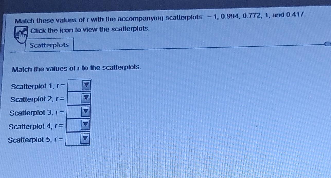 Solved Match these values of r with the accompanying | Chegg.com