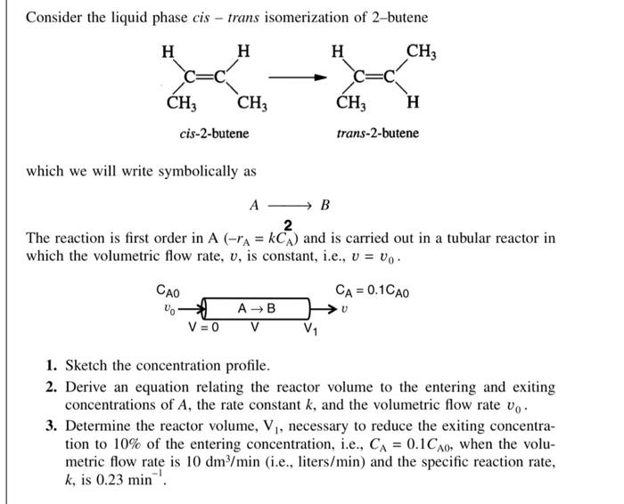 Solved Consider The Liquid Phase Cis Trans Isomerization