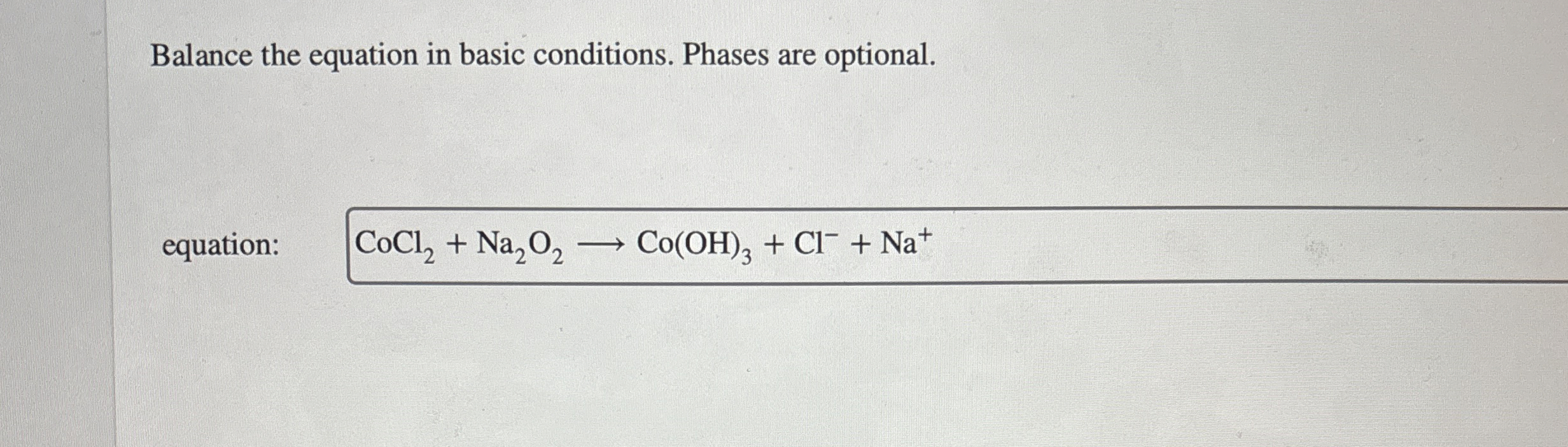 Solved Balance the equation in basic conditions. Phases are | Chegg.com