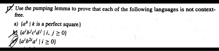 Solved 17. Use the pumping lemma to prove that each of the | Chegg.com