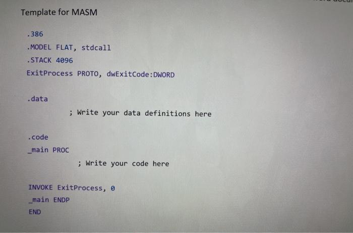 Solved Programming Assignment 1 - MASM/NASM Write a program | Chegg.com Solved Programming Assignment 1 - MASM/NASM Write a program | Chegg.com