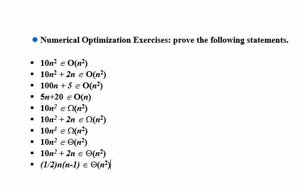 Solved • Numerical Optimization Exercises Prove The 2716