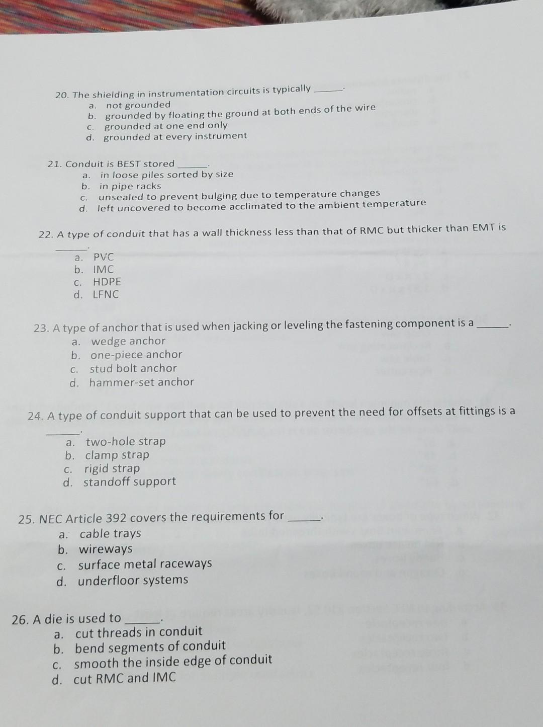 Solved 20. The shielding in instrumentation circuits is | Chegg.com