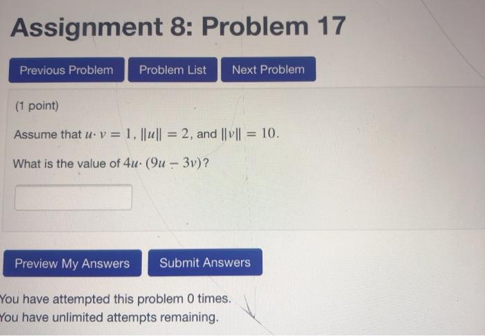 Solved Assignment 8: Problem 17 Previous Problem Problem | Chegg.com Solved Assignment 8: Problem 17 Previous Problem Problem | Chegg.com