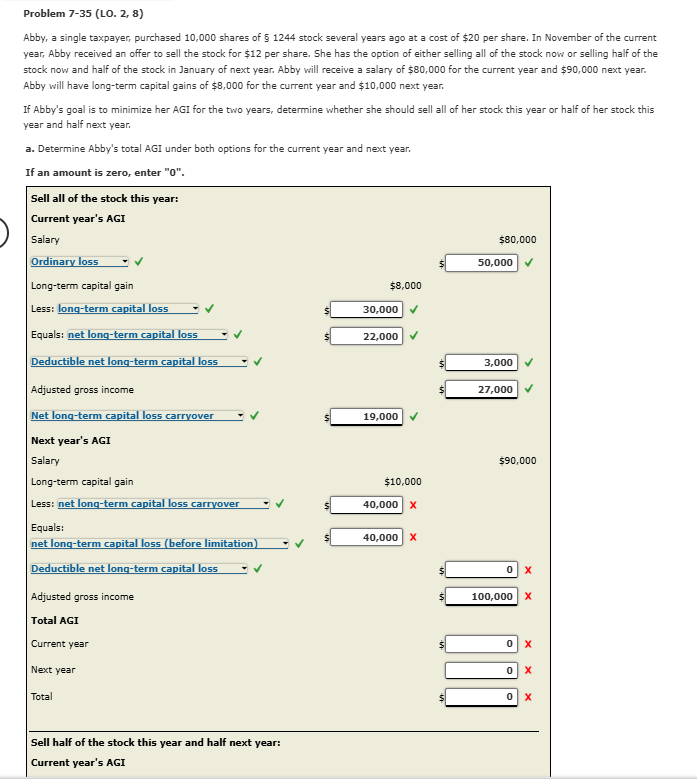 Solved Problem 7-35 (LO. 2, 8)Abby, a single taxpayer, | Chegg.com