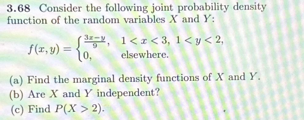 Solved 3.68 ﻿Consider the following joint probability | Chegg.com