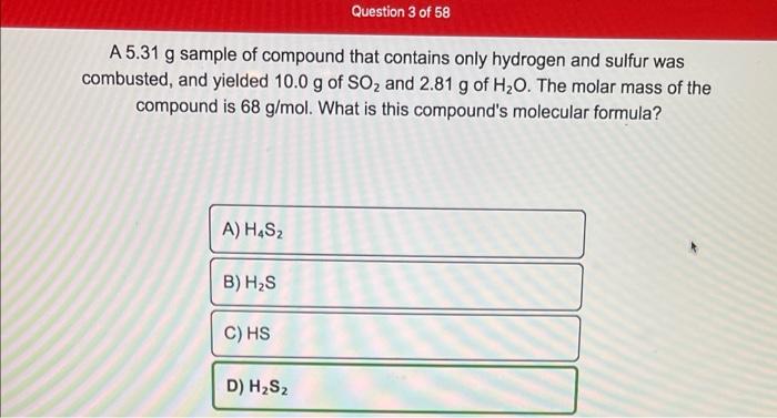 Solved A 5.31 g sample of compound that contains only | Chegg.com