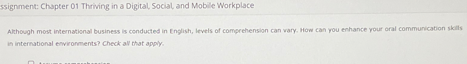 Solved ssignment: Chapter 01 ﻿Thriving in a Digital, Social, | Chegg.com