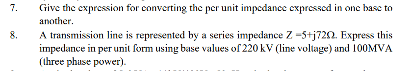 Solved Give the expression for converting the per unit | Chegg.com