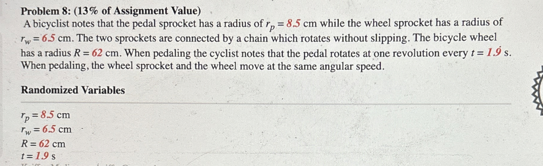 Solved Problem 8: ( 13% ﻿of Assignment Value)A bicyclist | Chegg.com
