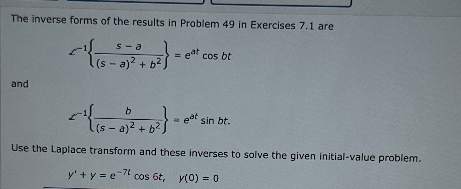 Solved The inverse forms of the results in Problem 49 ﻿in | Chegg.com