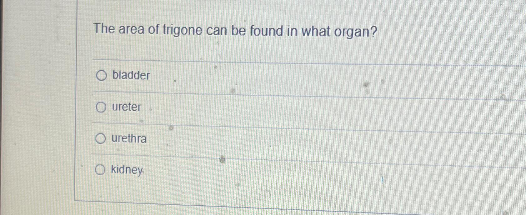 The area of trigone can be found in what | Chegg.com