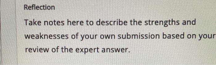 Reflection Take notes here to describe the strengths | Chegg.com