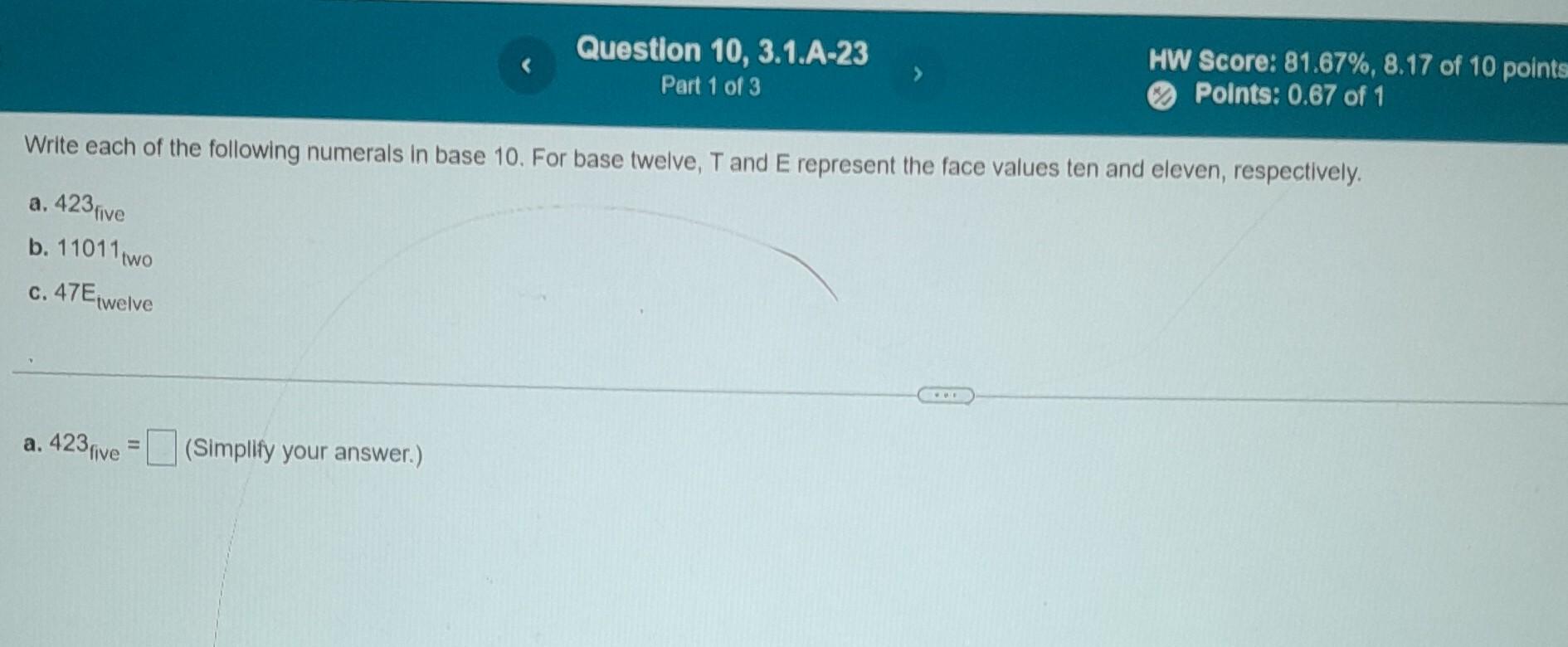 Solved Write each of the following numerals in base 10 . For | Chegg.com