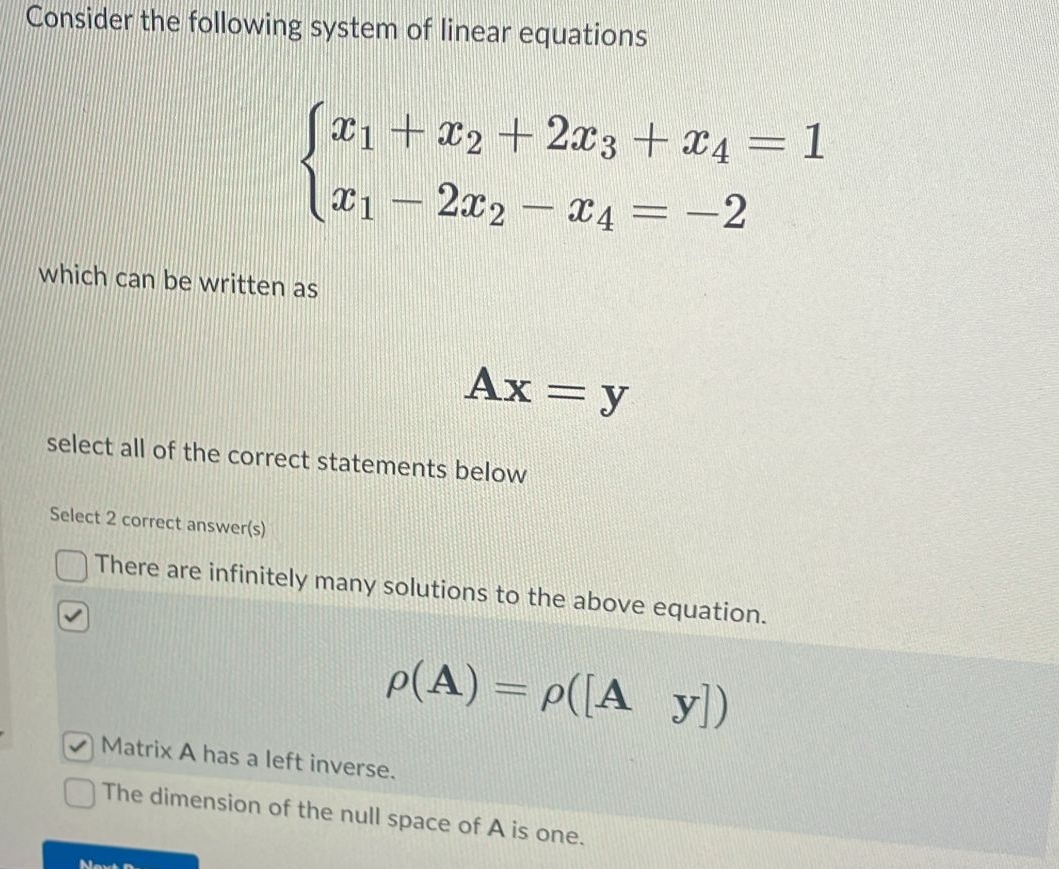 Solved Consider the following system of linear | Chegg.com