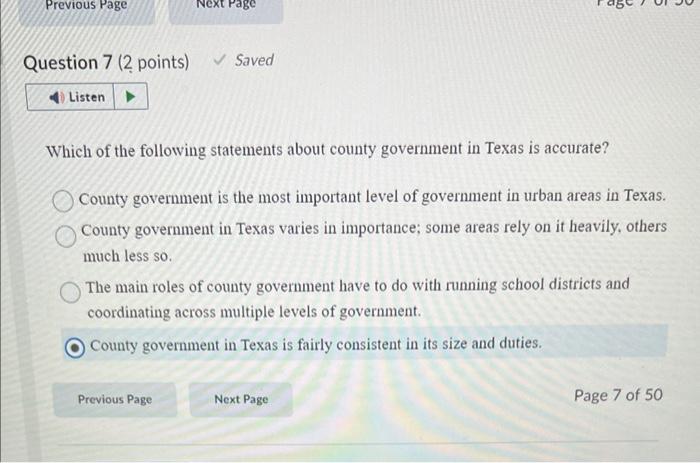 Solved Which of the following statements about county | Chegg.com