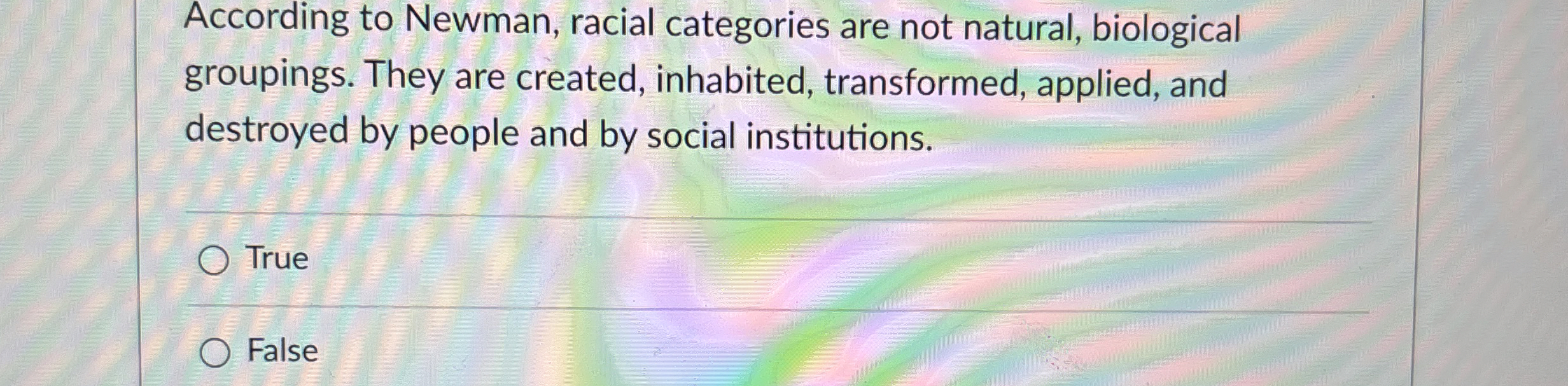 Solved According to Newman, racial categories are not | Chegg.com