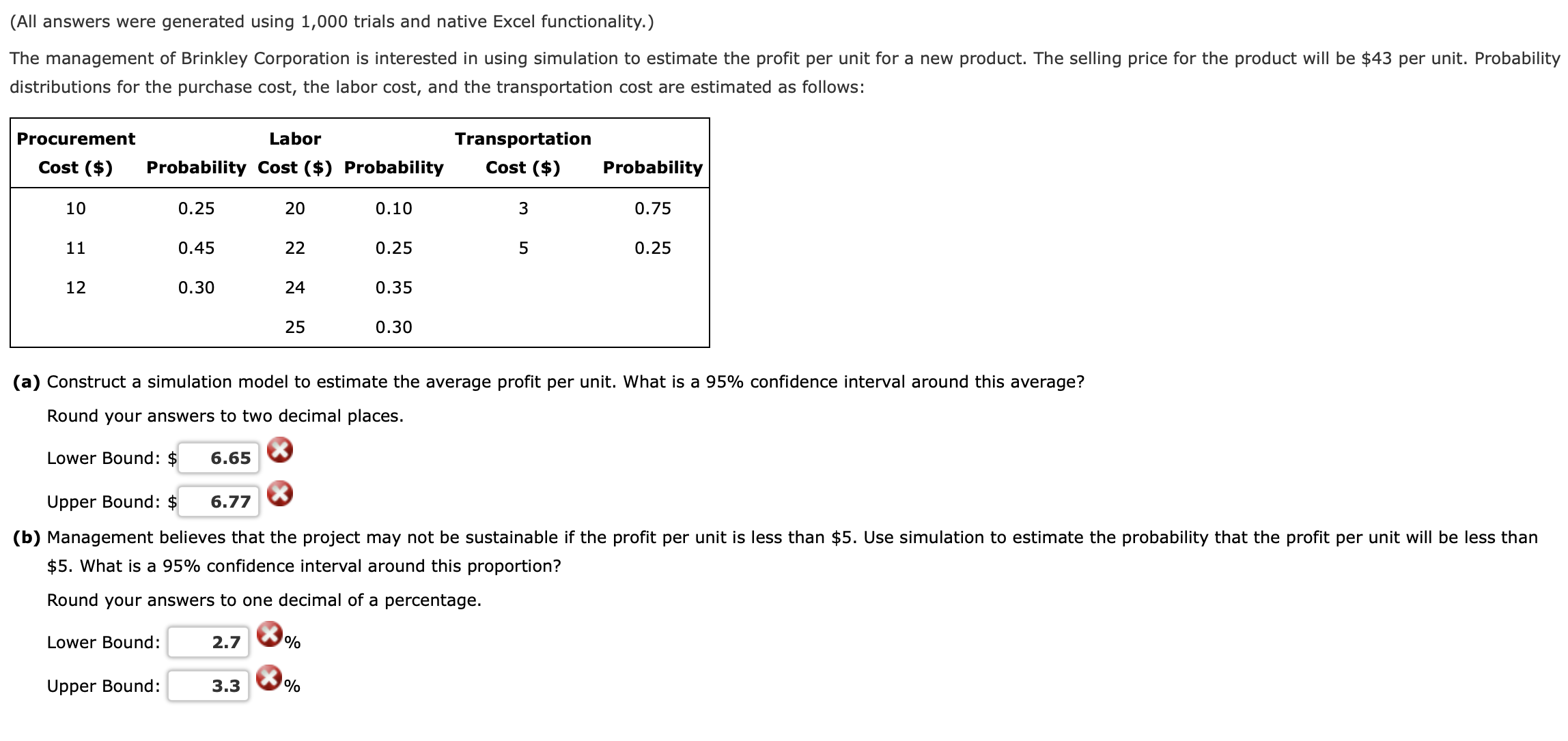 Solved (All ﻿answers were generated using 1,000 ﻿trials and | Chegg.com