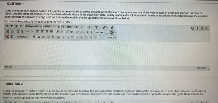 Solved Prove that the triplet state of the helium atom 1s 2s | Chegg.com
