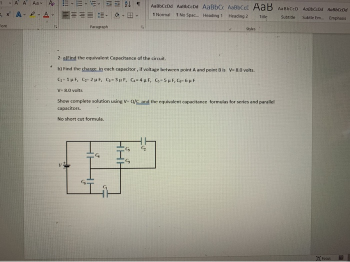 Solved A A Aa A E EE AaBbCcDd AaBbCcDd AaBbC AaBbCct AdB | Chegg.com