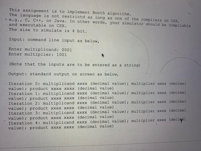Solved This assignment is to implement Booth algorithm. The | Chegg.com