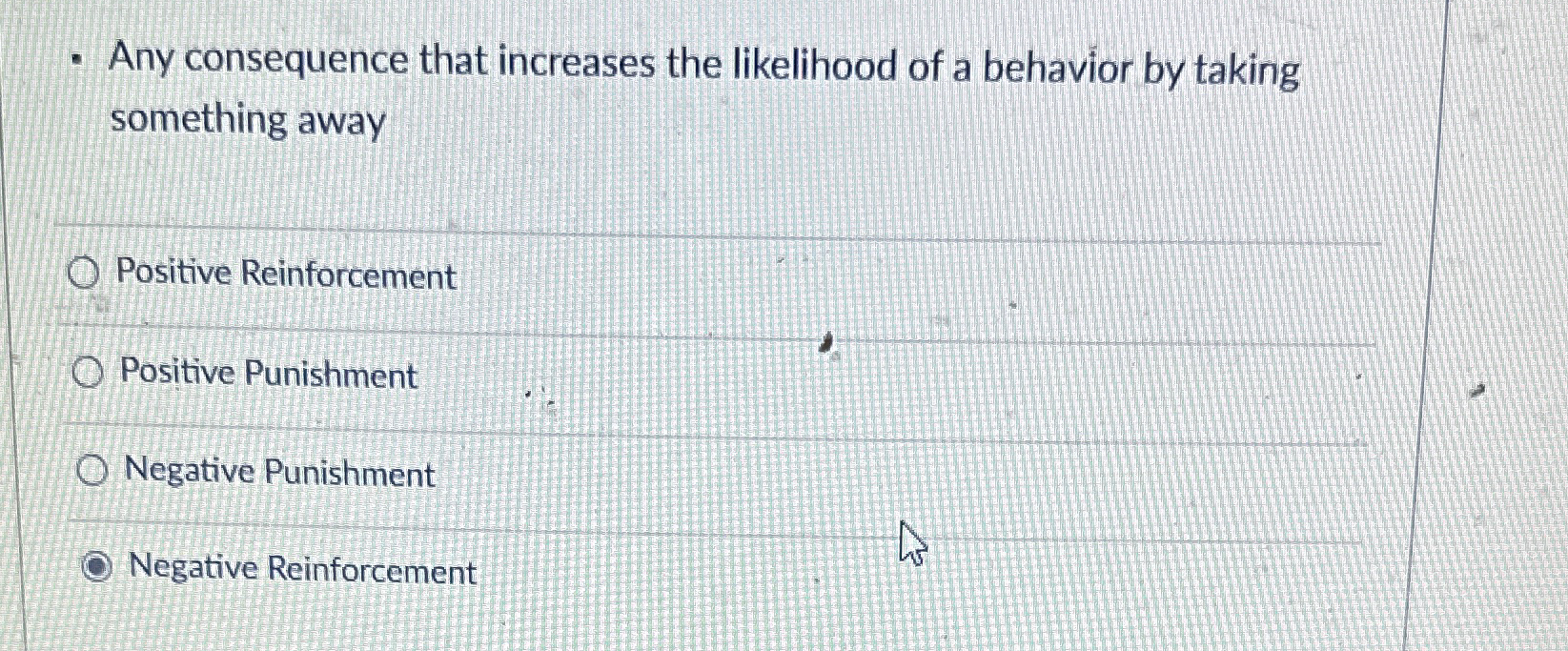 Solved Any consequence that increases the likelihood of a | Chegg.com