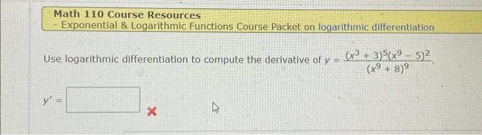 Solved Math 110 Course Resources - Exponential \& | Chegg.com