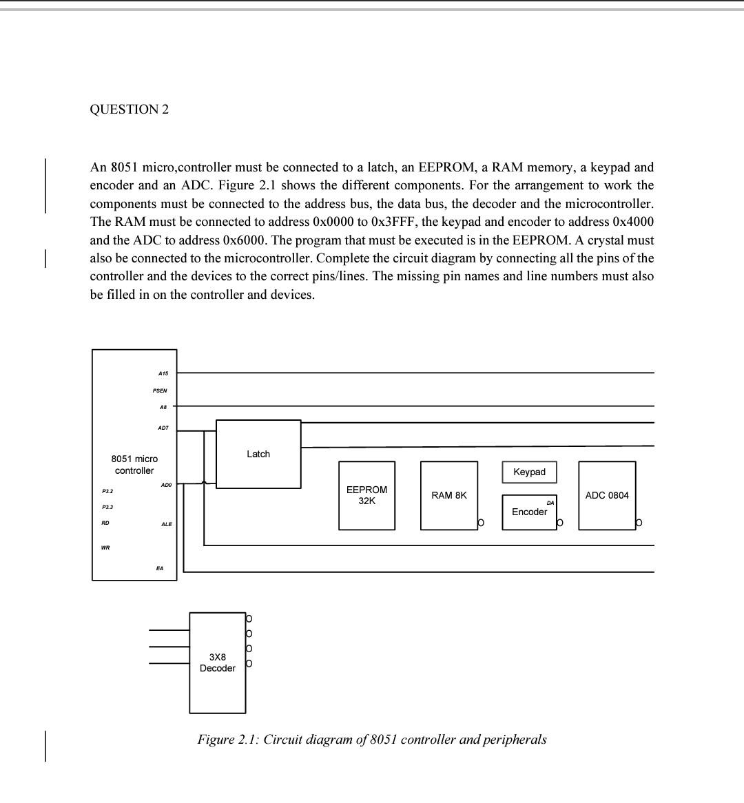 Solved An 8051 micro,controller must be connected to a | Chegg.com