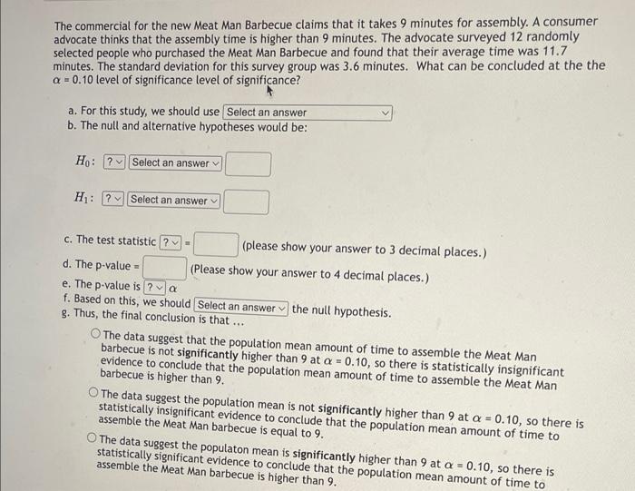 The commercial for the new Meat Man Barbecue claims | Chegg.com