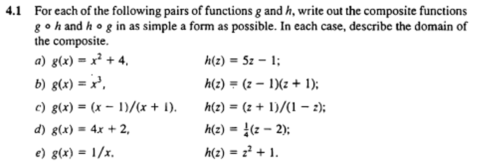 4.1 ﻿For each of the following pairs of functions g | Chegg.com