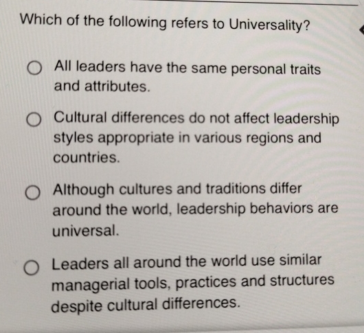 Solved Which of the following refers to Universality?All | Chegg.com