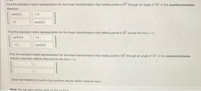 Solved Find The Standard Matrix Representation For The