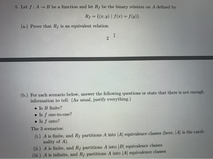 Solved 5. Let f: A B be a function and let R, be the binary | Chegg.com