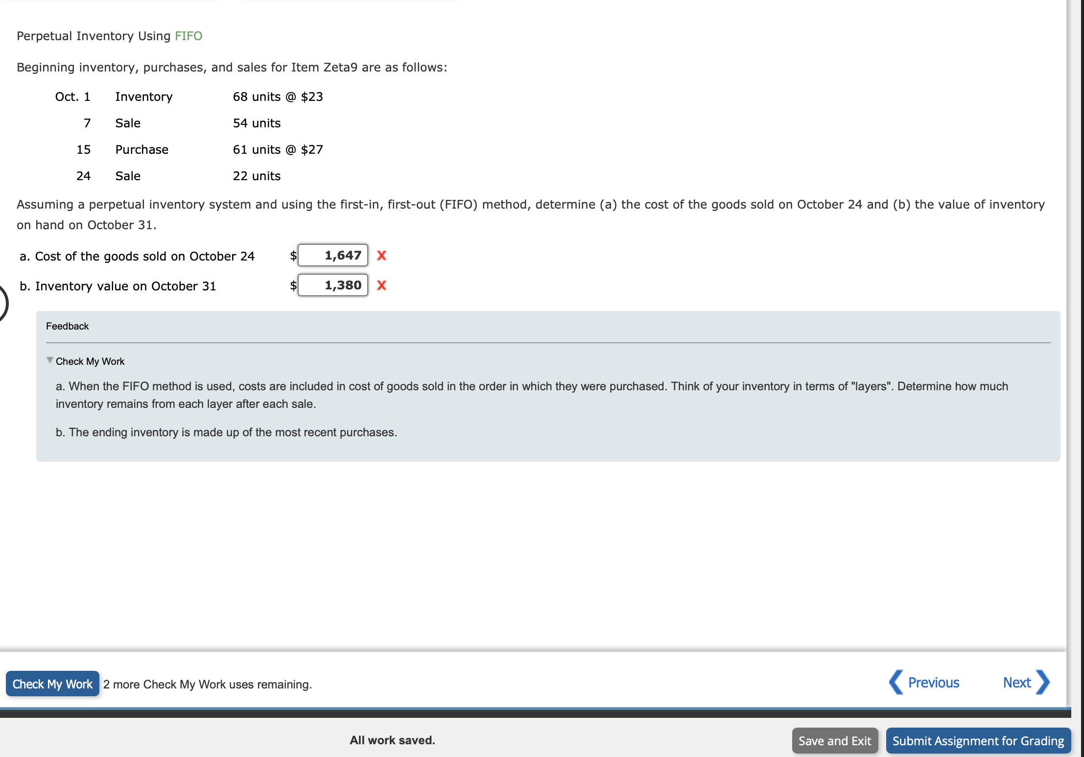 Solved Perpetual Inventory Using FIFOBeginning inventory, | Chegg.com