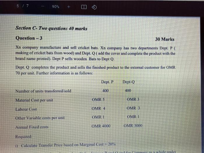 Solved Section C-Two questions 40 marks Question - 3 30 | Chegg.com