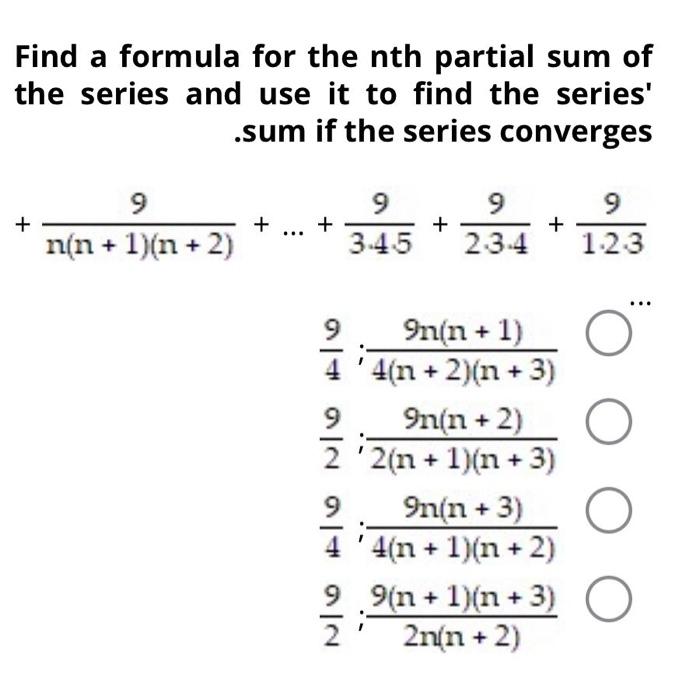 Find A Formula For The Nth Partial Sum Of The Series 7168
