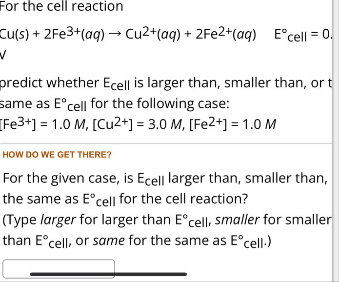 Solved For the cell | Chegg.com