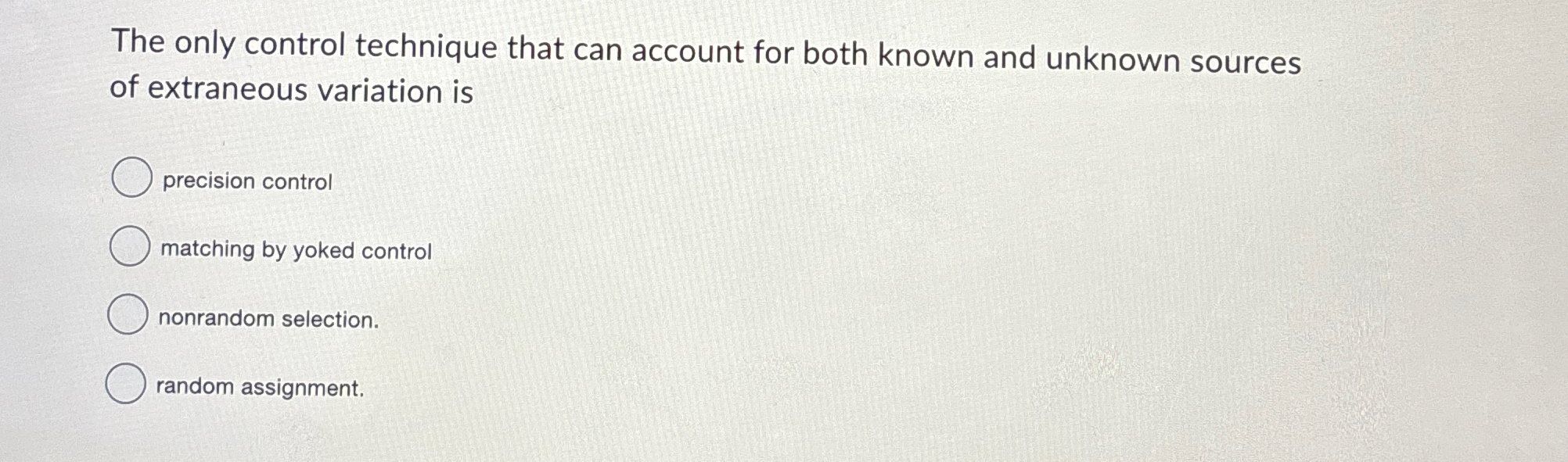 Solved The only control technique that can account for both | Chegg.com