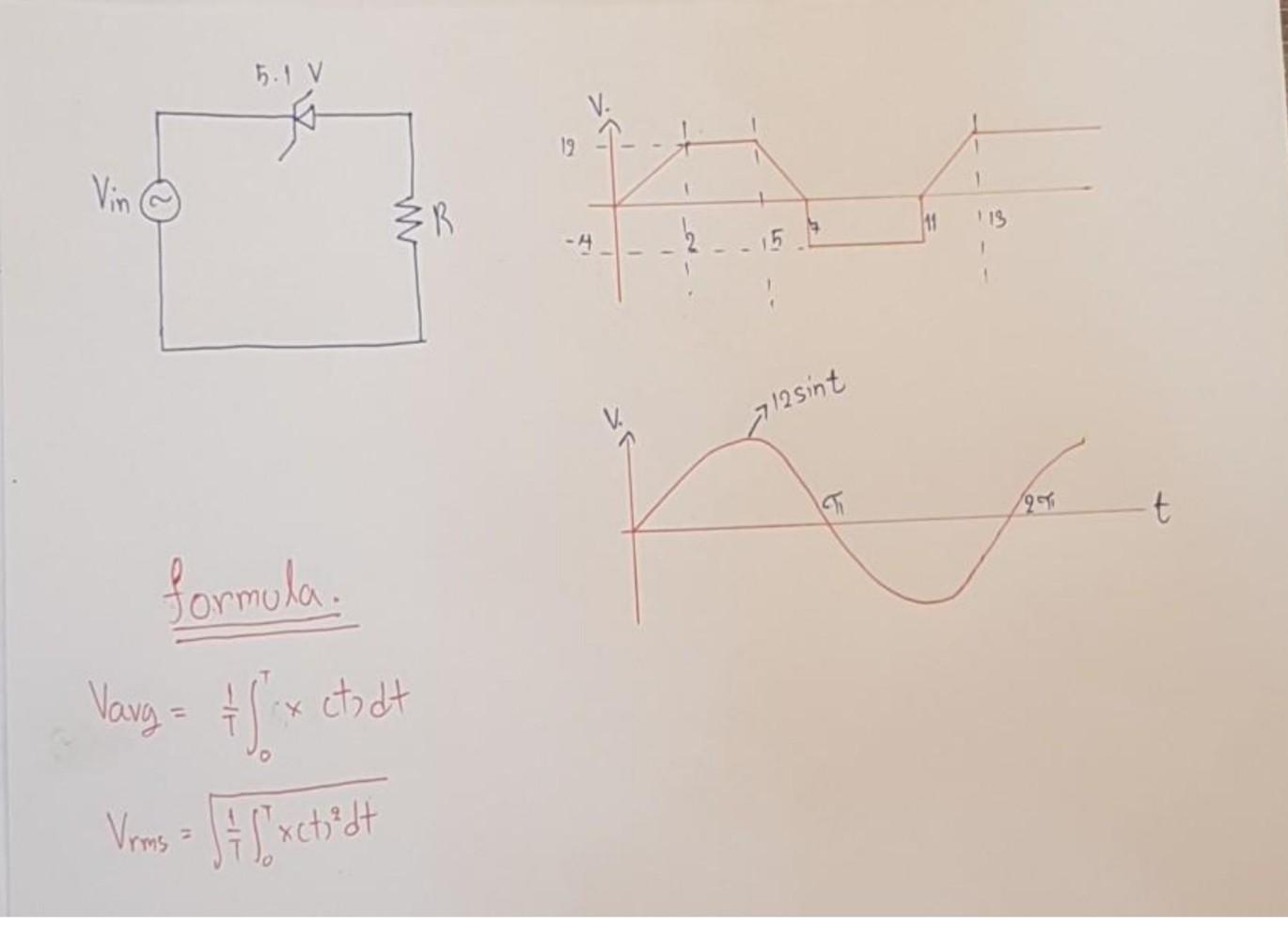 Solved Find the Vavg value and the Vrms drop across the | Chegg.com