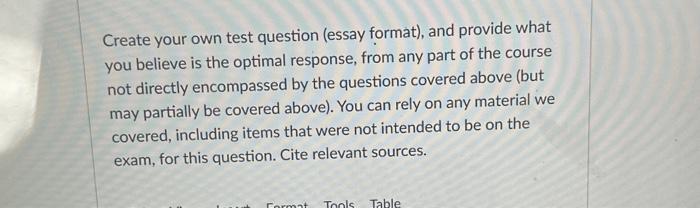 Create your own test question (essay format), and | Chegg.com