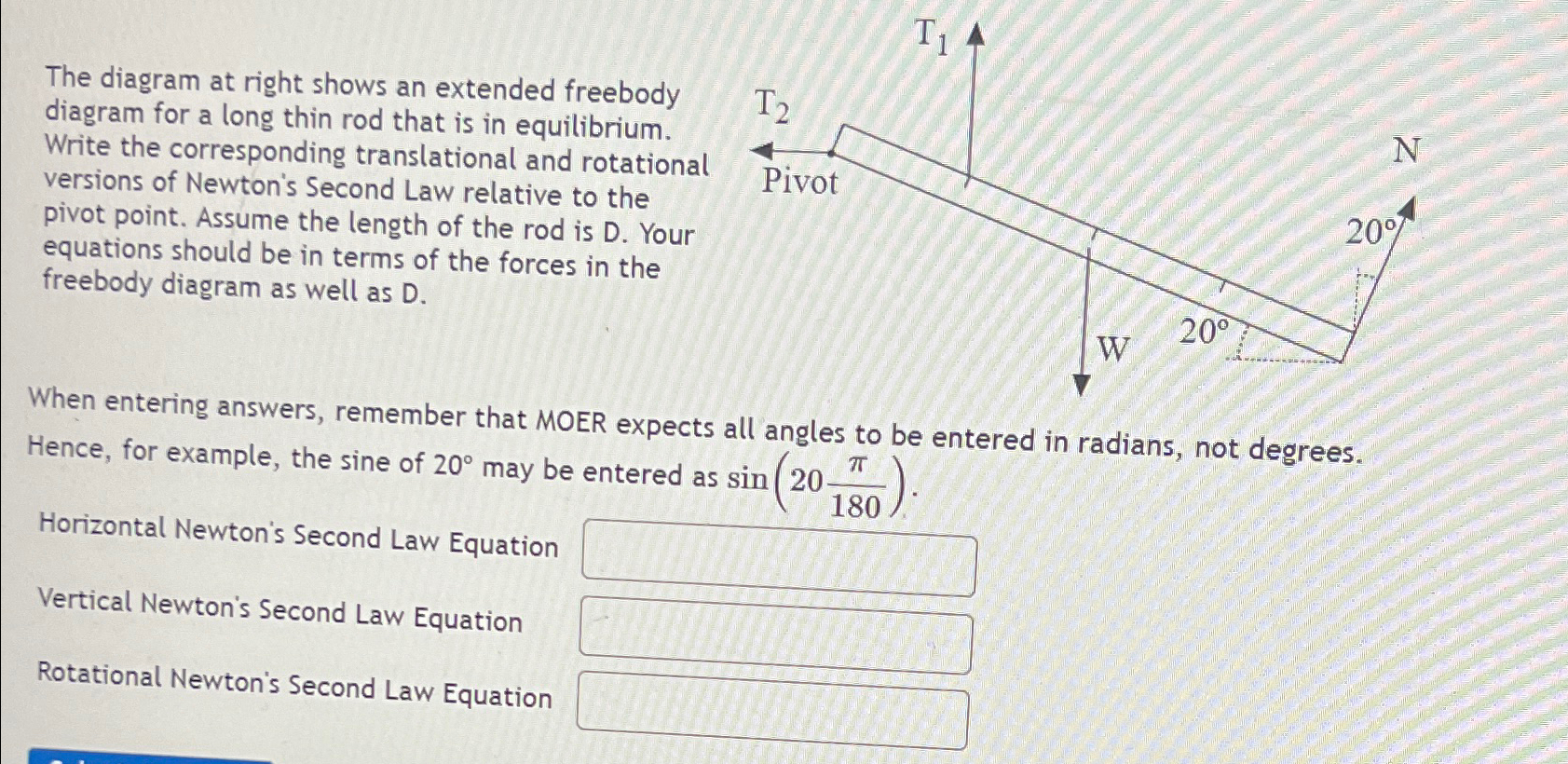 Solved The diagram at right shows an extended freebody | Chegg.com